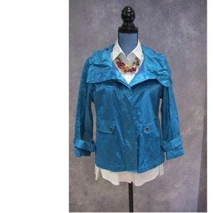 Ruby Rd. | Jackets & Coats | Ruby Rd Shimmer Peacock Blue Jacket Size 4 ...